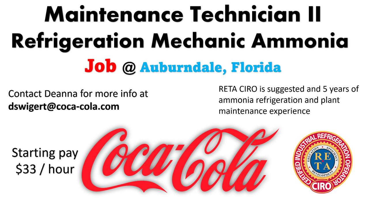 Job Postings / Ammonia / NH3 / R717 → Refrigeration