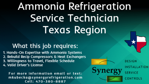 Ammonia Refrigeration Service Technician Job – Texas Region →